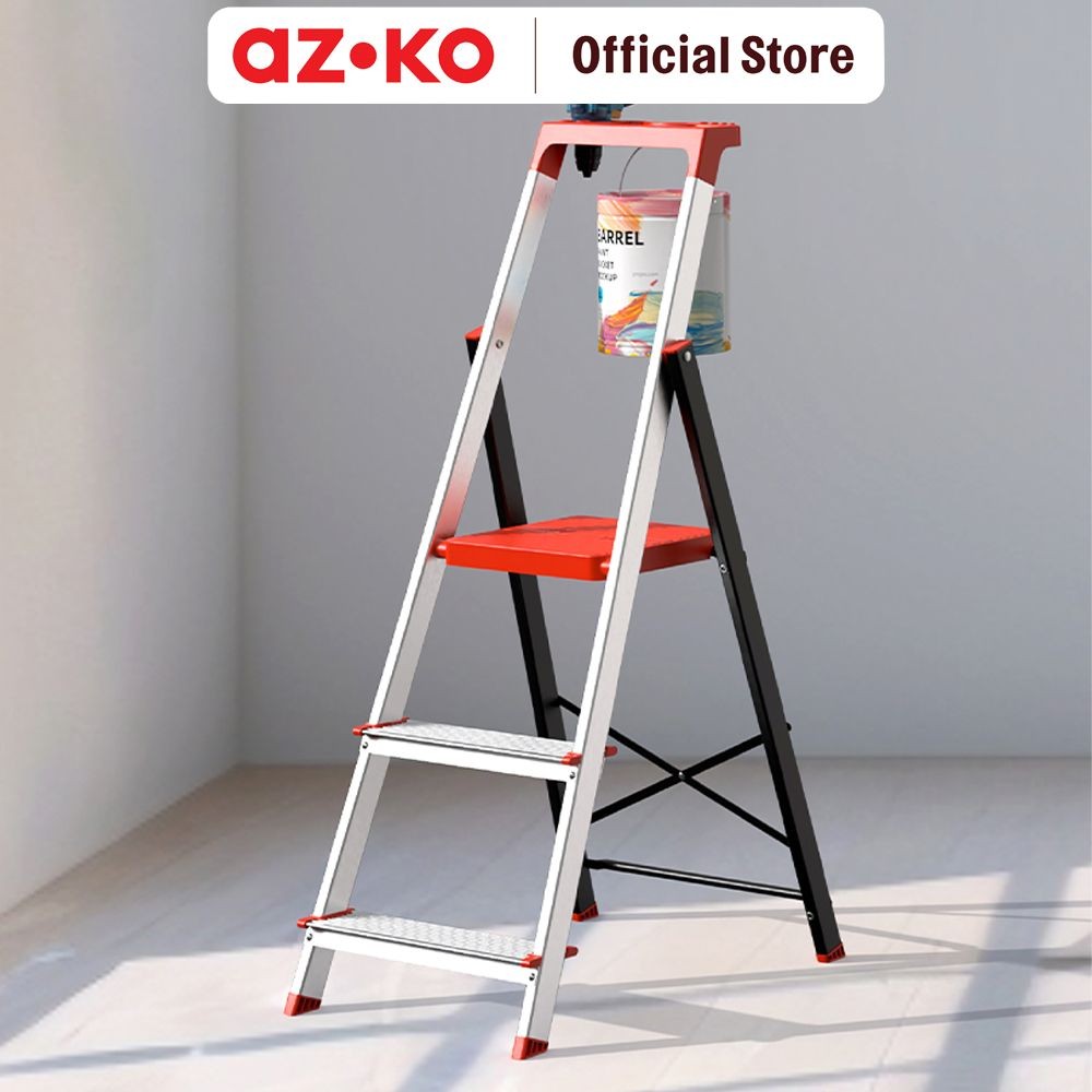 Jual AZKO Fixstep 1.1 mtr Tangga Lipat Besi Dengan Tray 3 Step - Silver ...