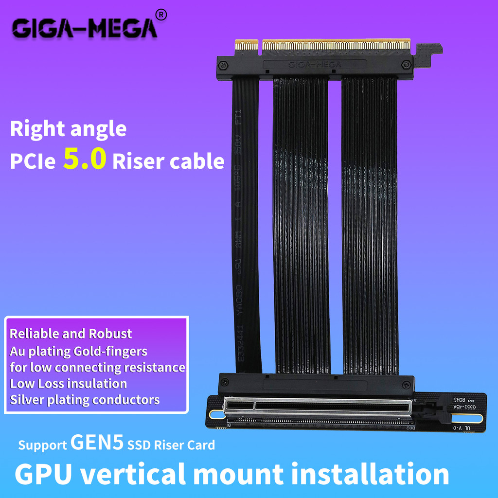 Jual Right angle PCIE 5.0 Riser Cable Future Proof for Gen 5 GPU ...
