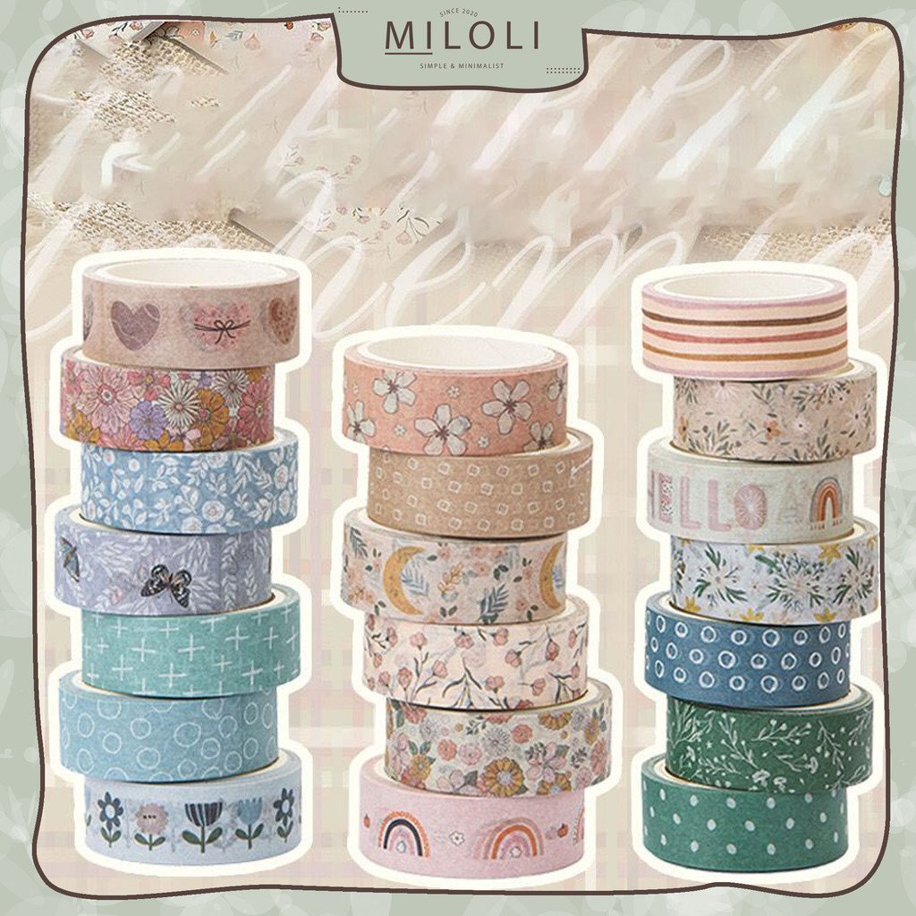 Jual [MILOLI] 10 Rolls WASHI TAPE SET RETRO PATTERN Tape Decor Jurnal ...