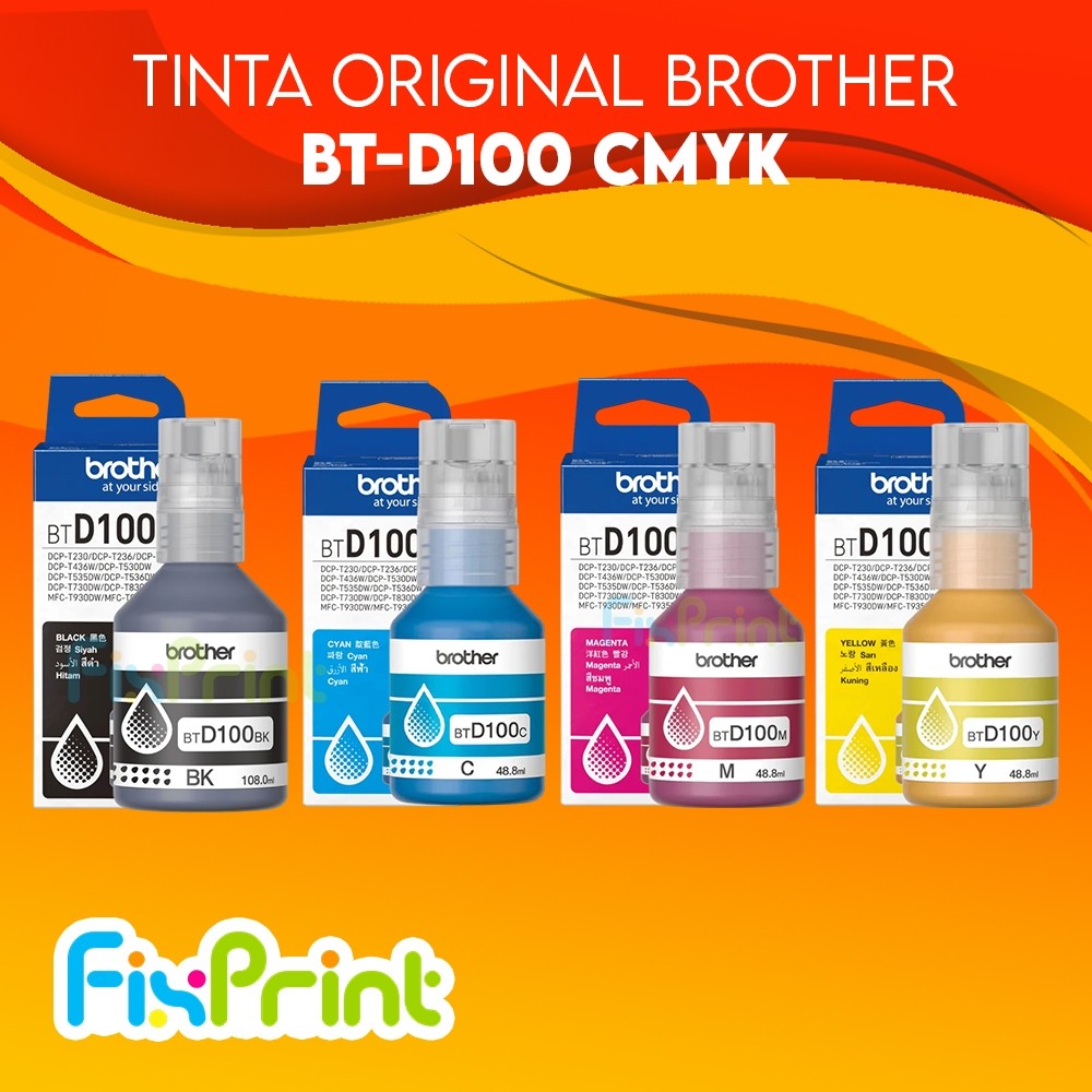 Jual Tinta Brother Original BT-D100 CMYK Support Printer DCP-T230 T236 ...