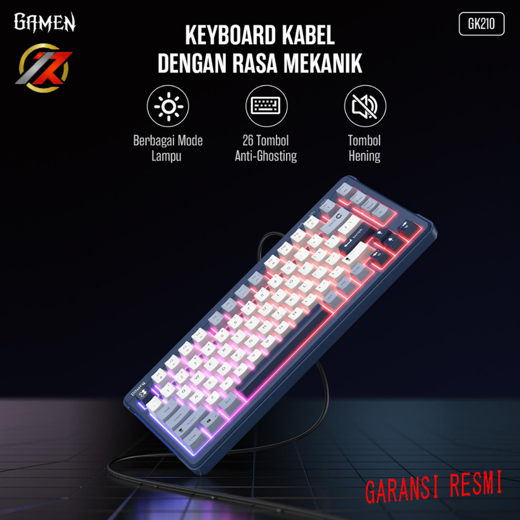 Jual GAMEN GK210 (BLUE) MEMBRANE GAMING KEYBOARD 82KEY | Shopee Indonesia