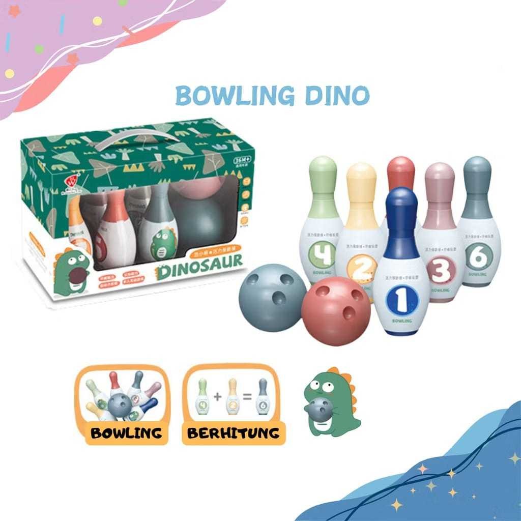 Jual mainan bola bowling ball set edukasi anak dinosaur playset ...