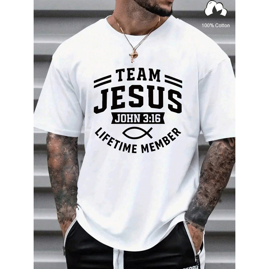Jual Kaos Pria Berbasis Iman Kristen TIM YESUS Ayat Alkitab John 3:16 ...