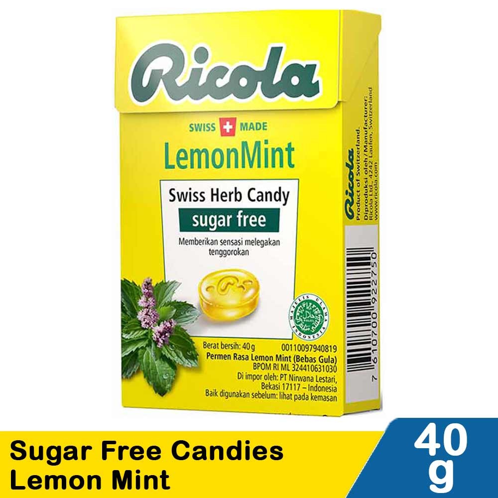 Jual RICOLA SUGAR FREE CANDIES LEMON MINT 40g | Shopee Indonesia