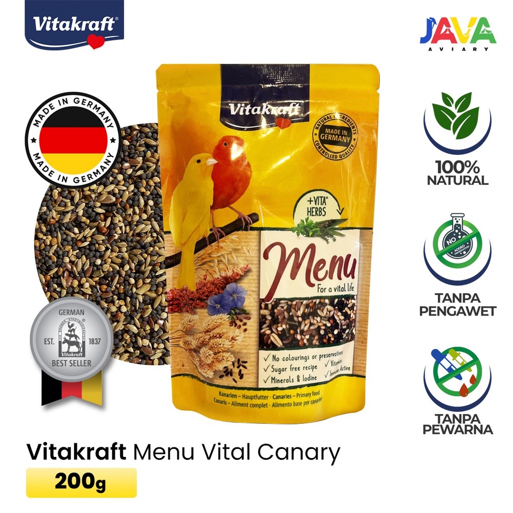 Jual Vitakraft Menu 200gr Pakan Premium Kenari Import/Local Semua jenis ...