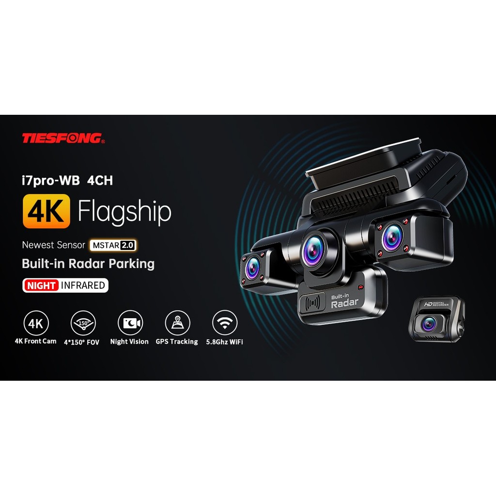 Jual TiESFONG 4CH GPS Dash Cam i7pro Front 4K/2K+3*1080P for Car 360 ...