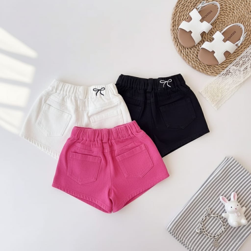Jual ( SHR170 / SHR174 / SHR175 ) Celana pendek short pants anak perempuan - denim - pita - pink ...