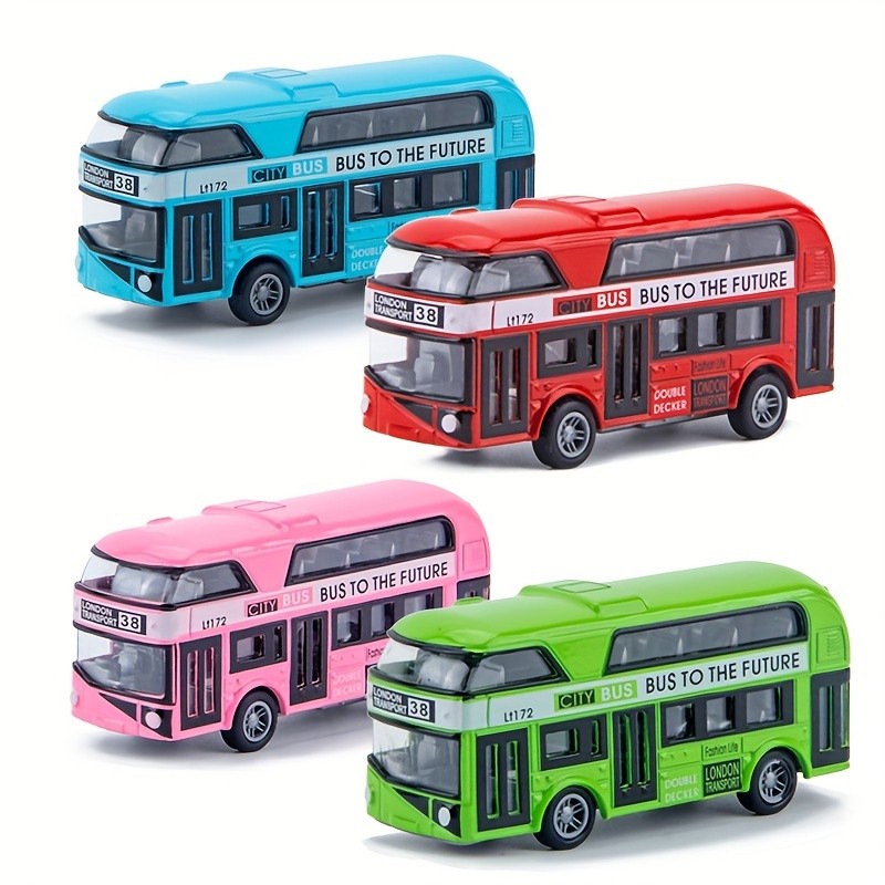 Jual City Bus Sightseeing Double Decker Bus Model Pull Back VehiclesToy ...