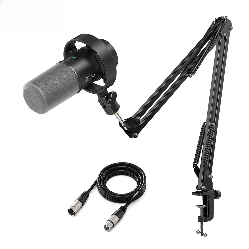 Jual FIFINE Podcast Microphone Audio Mixer Headset kit with Boom Arm ...