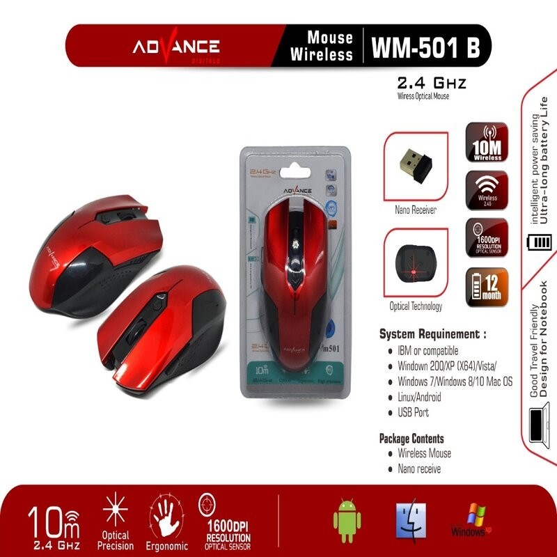 Jual Mouse Wireless Advance WM501 B / Advan WM501B | Shopee Indonesia