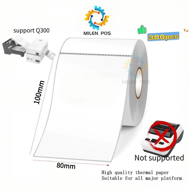 Jual Label Thermal 80*100mm ukuran 80x100 mm/ 300pcs support Q300 ...
