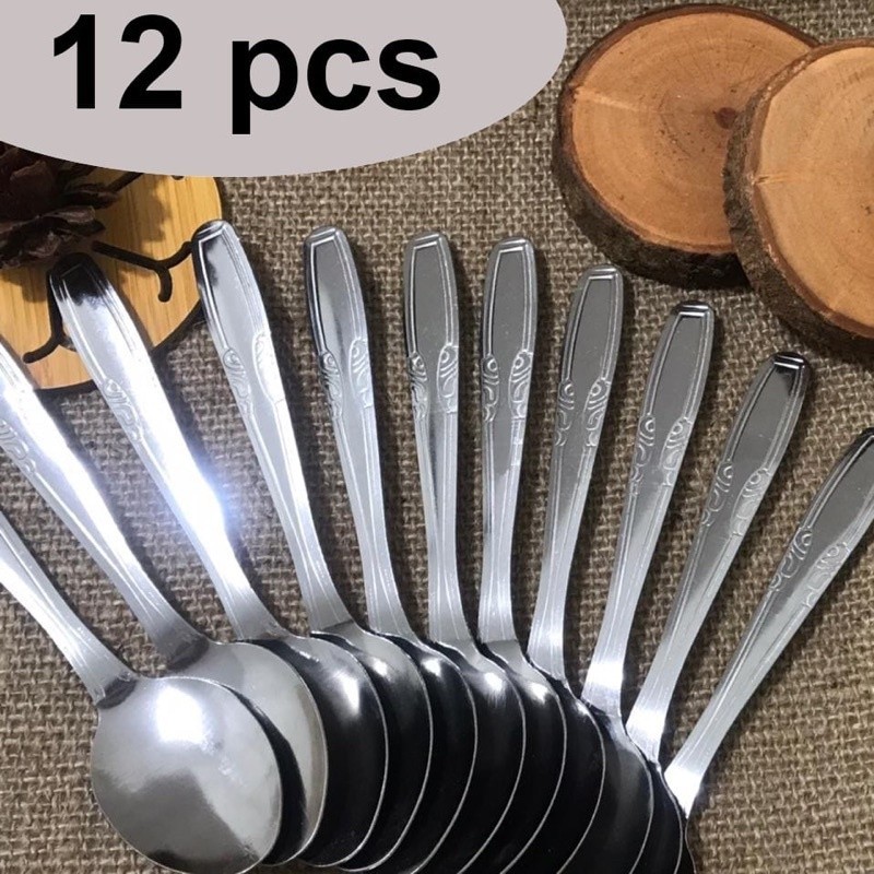 Jual SENDOK STAINLESS TEBAL/ SENDOK MAKAN POLOS 1 LUSIN/ SET SENDOK ISI ...