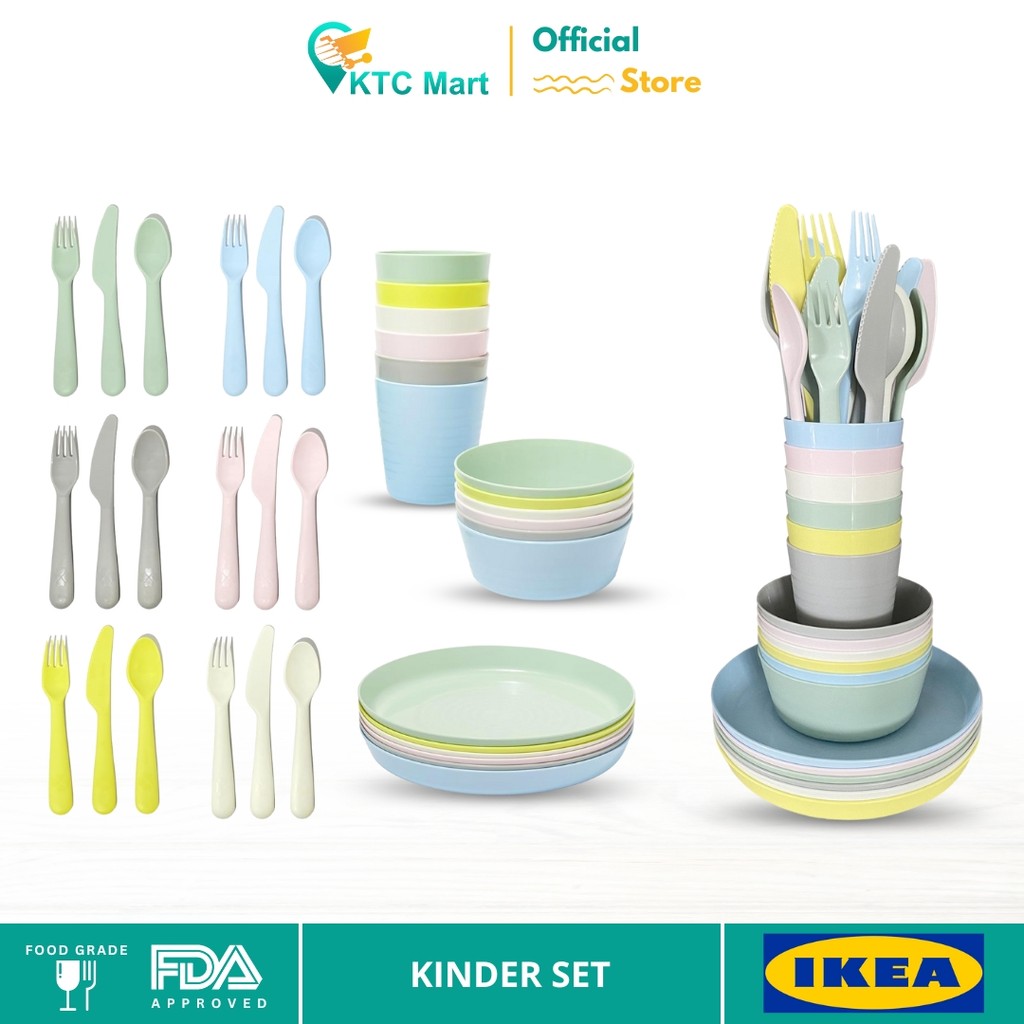 Jual IKEA 6 in 1 Peralatan Makan set Anak Sendok Garpu Gelas Food Grade ...