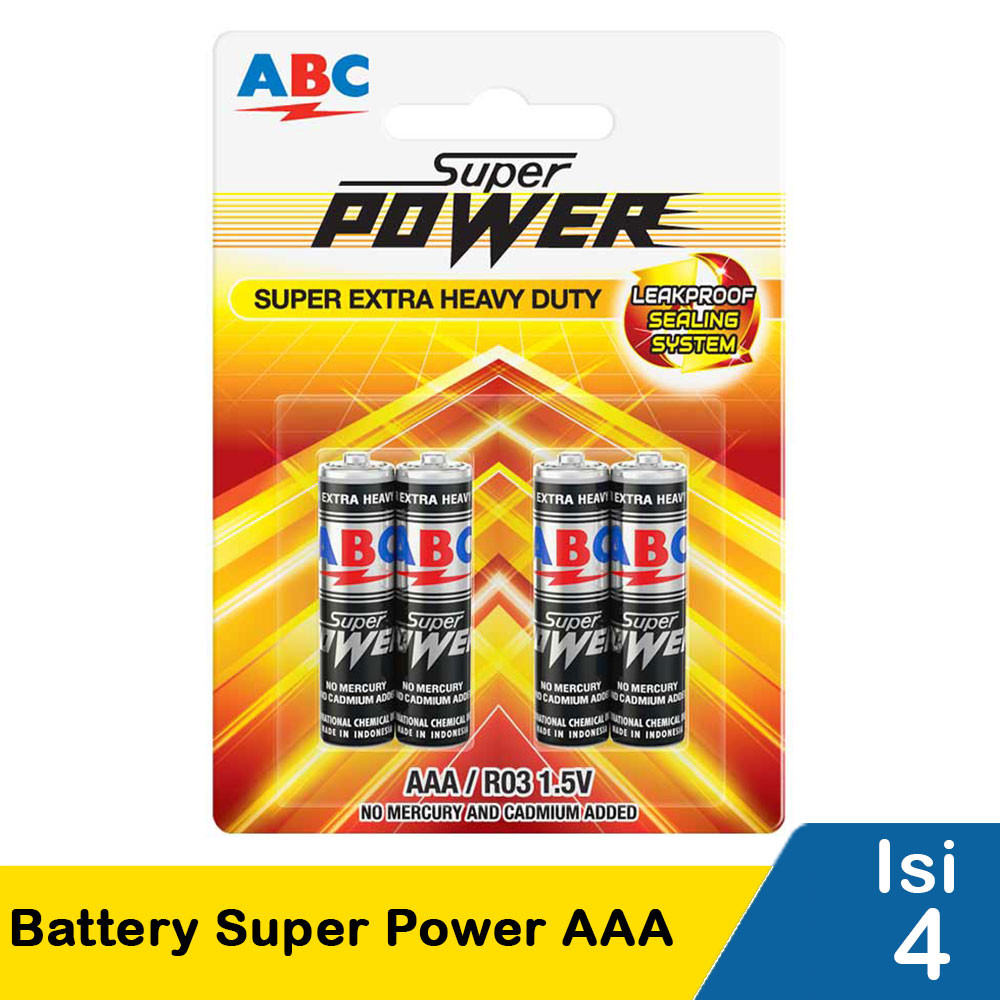 Jual ABC BATTERY SUPER POWER AAA/R03 4'S | Shopee Indonesia