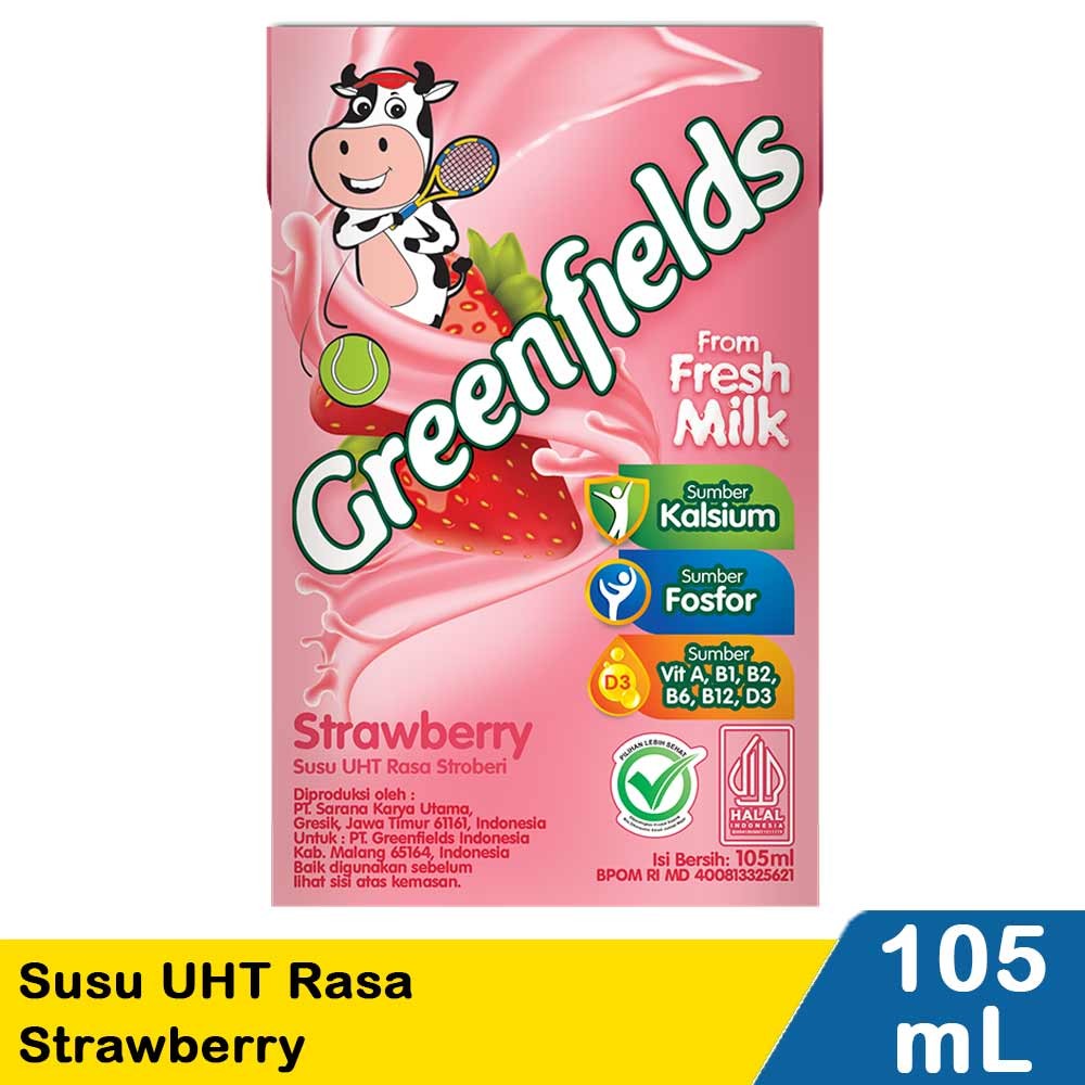Jual GREENFIELDS UHT MILK STRAWBERRY 105mL | Shopee Indonesia