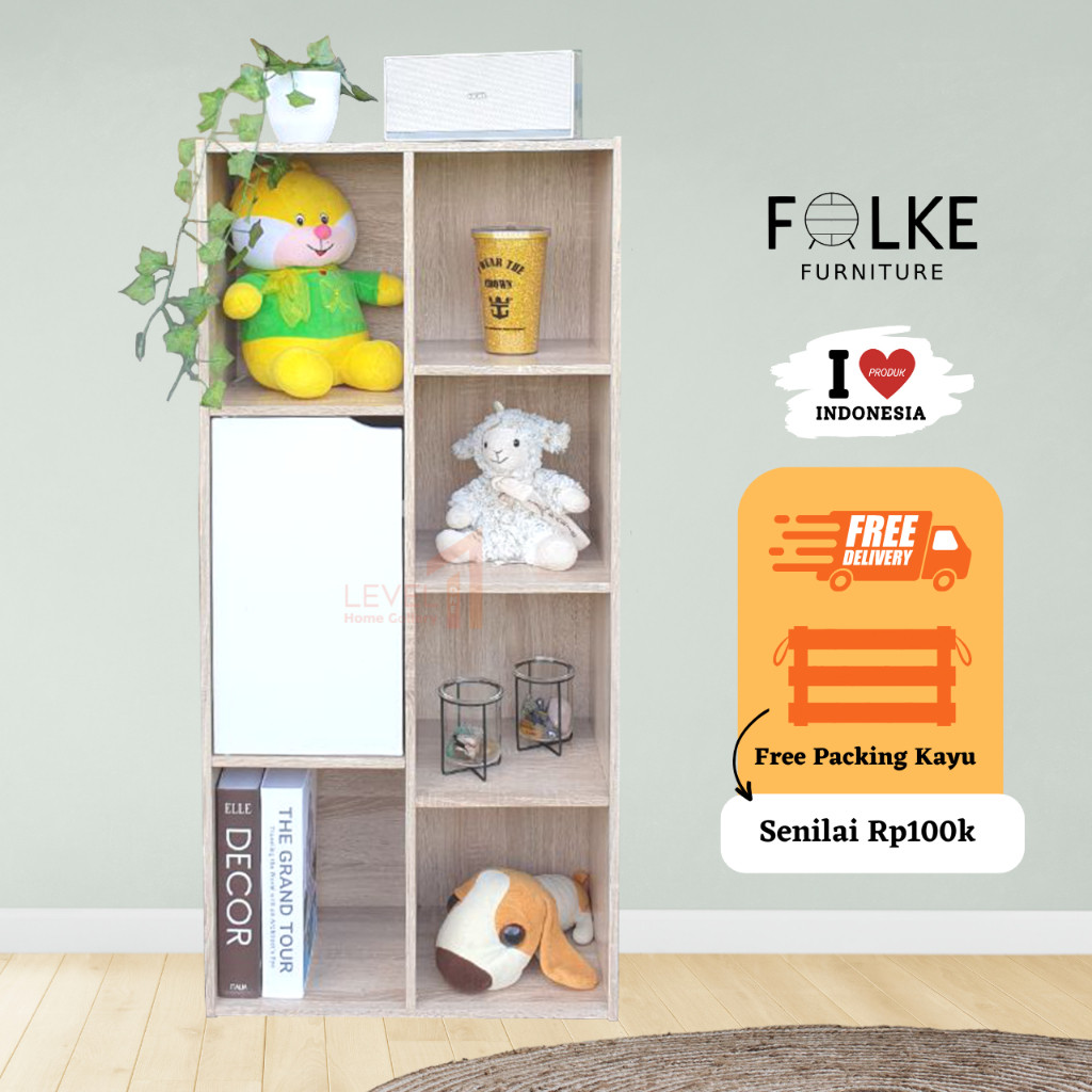 Jual behappy.shop - Stella Rak Buku Kayu 1 Pintu 7 Susun Loker | Rak ...