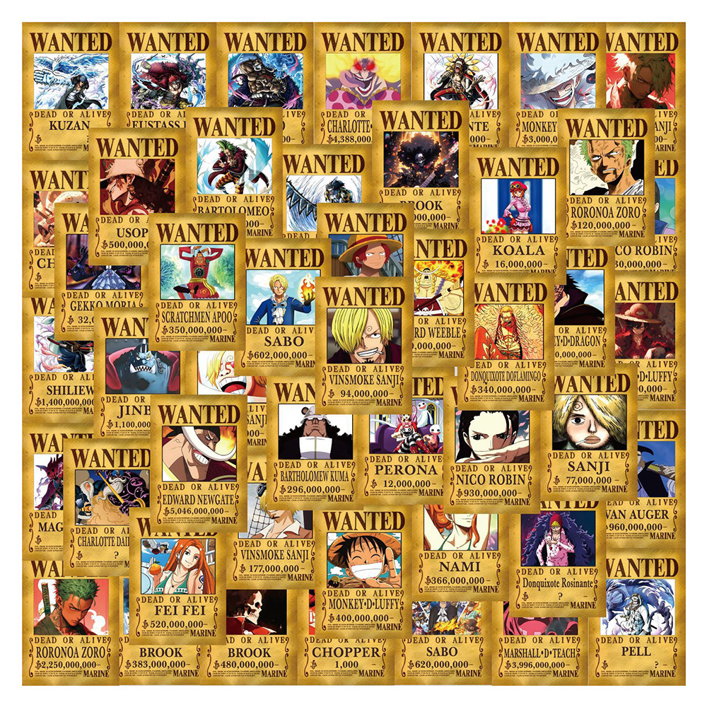 Jual 10/30/50/100pcs Anime ONE PIECE Wanted Poster Stickers Cartoon ...