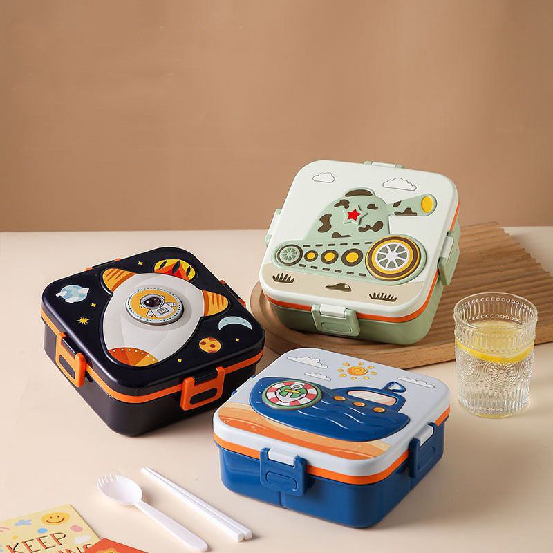 Jual Kotak Makan Anak 3 Sekat Lunch Box Set Sendok Garpu Kotak Bekal 2 Layer Motif Transportasi ...