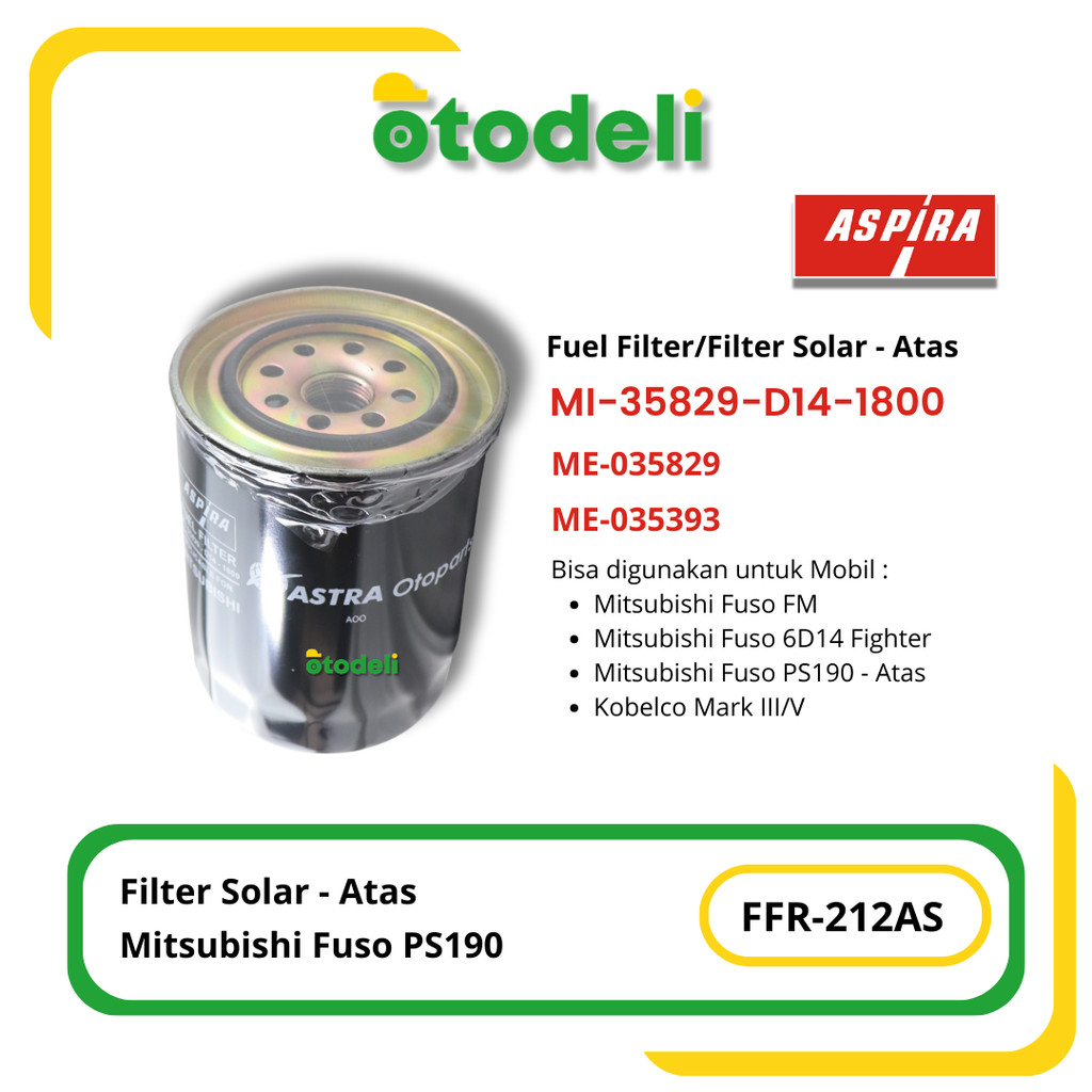 Jual Fuel Filter Mitsubishi Fuso 6D14 tahun 1983 keatas Aspira | Shopee ...