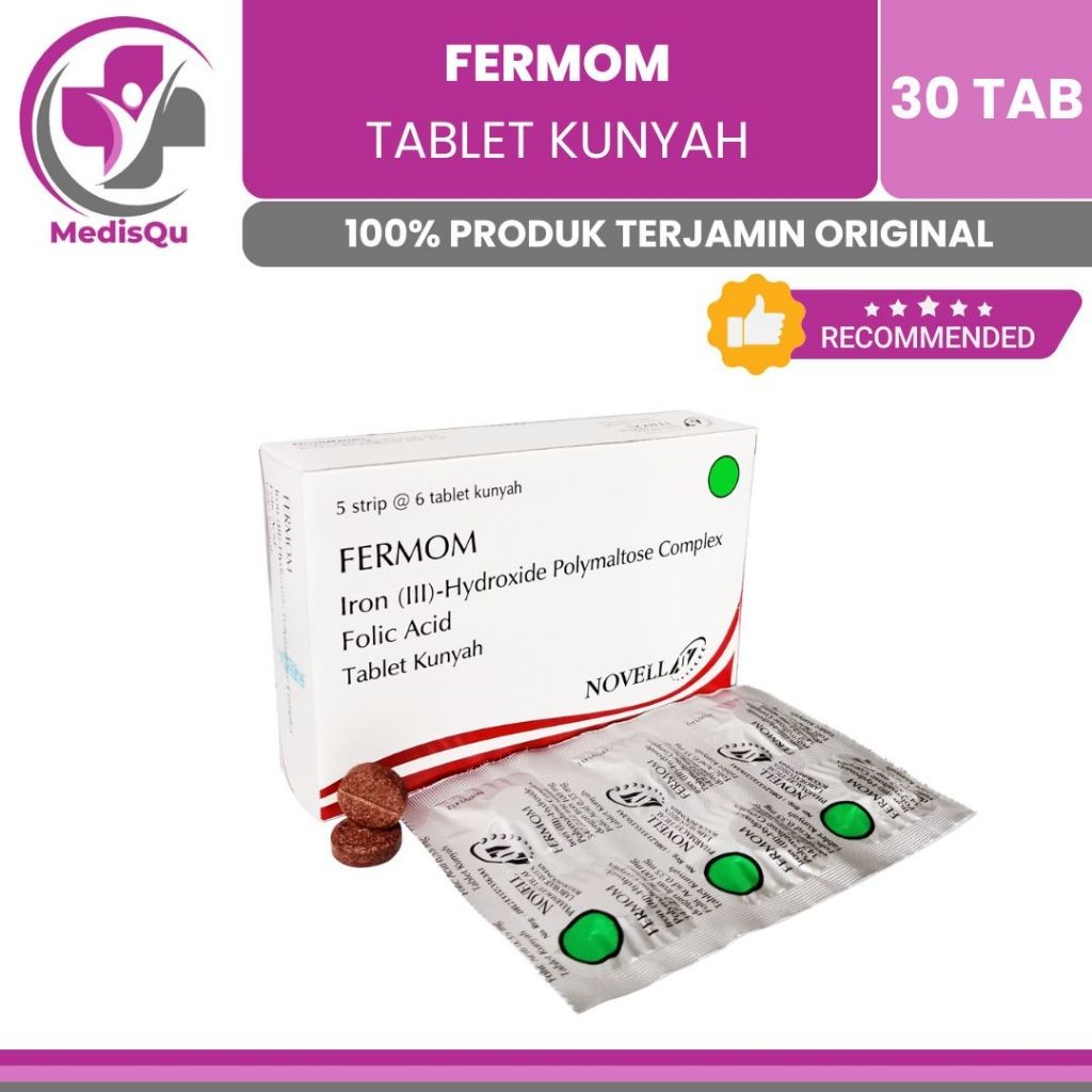 Jual FERMOM TABLET KUNYAH I 30 TABLET OBAT PENAMBAH DARAH AKTIF ATAU ...