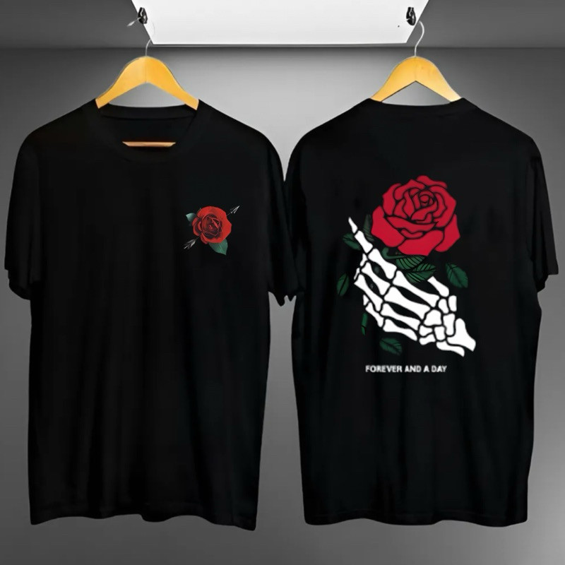 Jual Baju Kaos Distro Motif Tengkorak Mawar / Atasan Pria Lengan Pendek ...