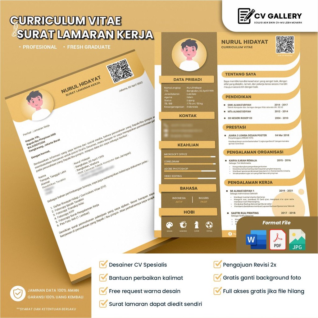 Jual DESAIN PROFESIONAL CV DAN SURAT LAMARAN KERJA (DESAIN 25) | Shopee ...