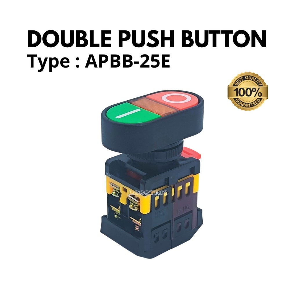 Jual Double Push Button With Lampu Oval APBB-25E 25mm. | Shopee Indonesia