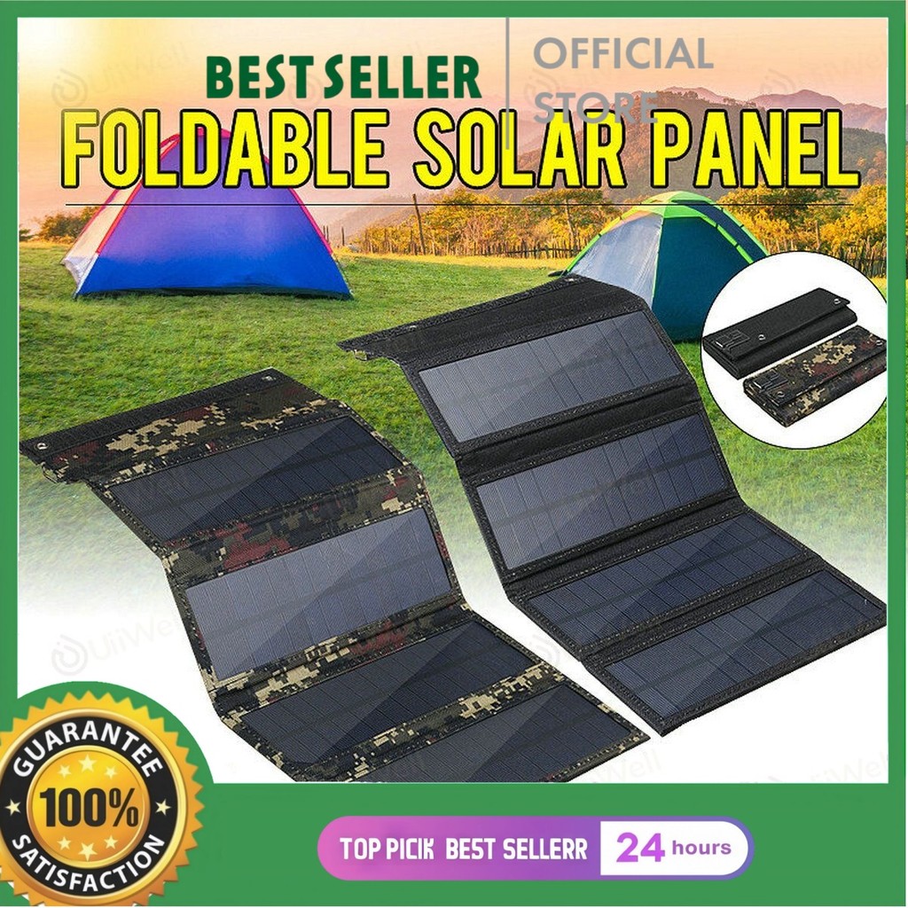 Jual Panel Surya Portable Lipat Solar Cell Charger USB Sistem Baterai ...