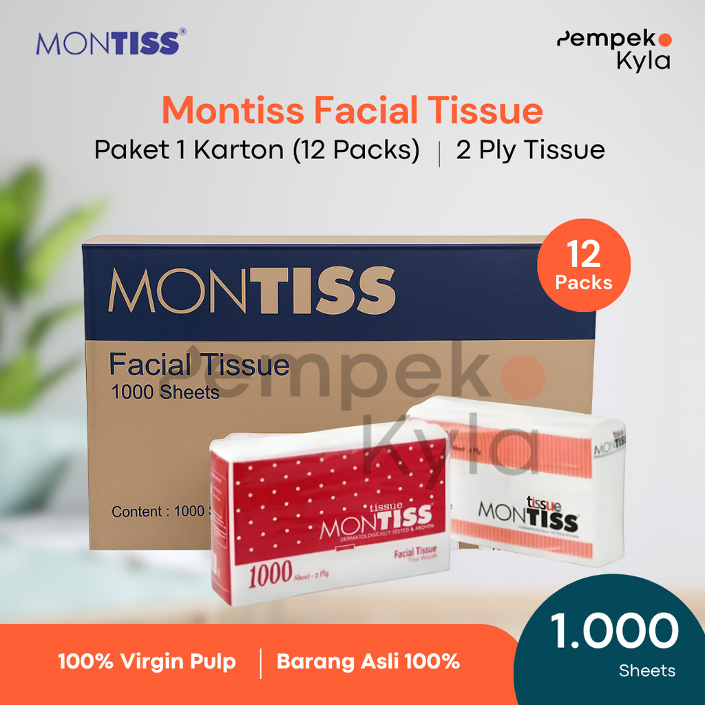Jual Tissue Montiss 1000 sheets 2 ply(1 karton isi 12packs) | Shopee ...