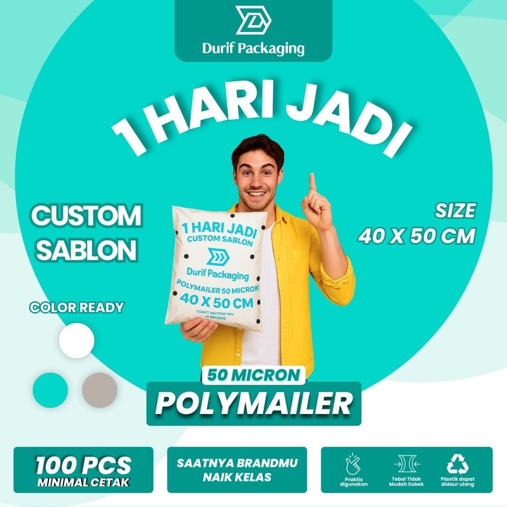 Jual CUSTOM SABLON Polymailer Putih 40x50 Plastik Packing Premium ...