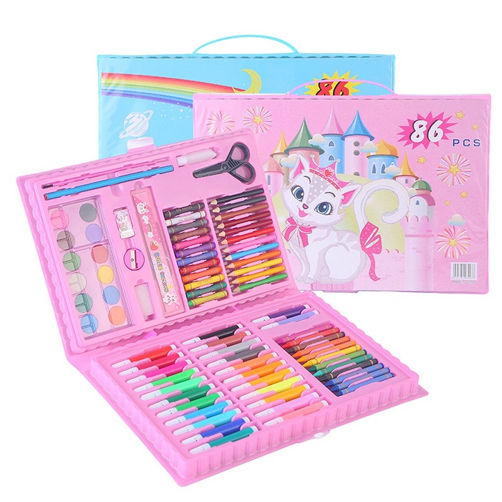 Jual MKL Oil Pastel Crayon pena cat air 68 pensil Warna Set kuas lukis ...