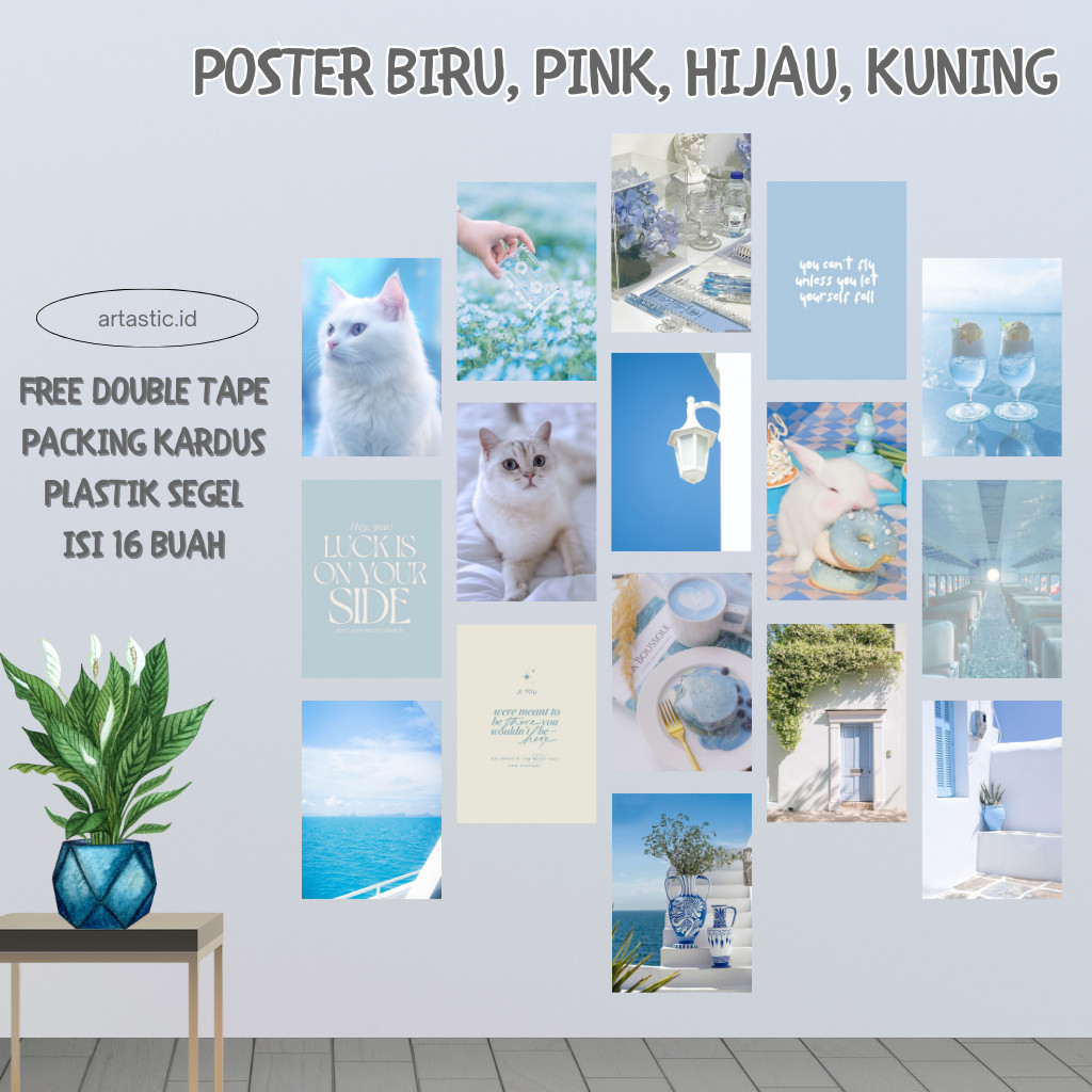 Jual Poster Dinding Aesthetic PASTEL BIRU PINK HIJAU KUNING | Wall ...