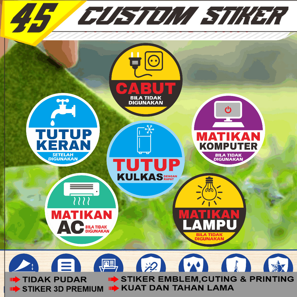 Jual Stiker Vinyl Anti Air Waterproof Matikan Lampu, Tutup Keran ...