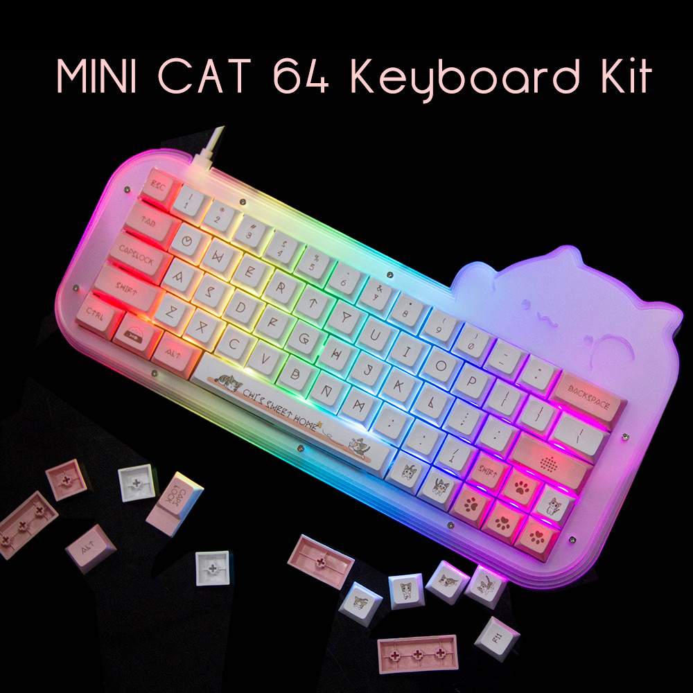 Jual Mini Cat 64 Kit 60% Hot Swappable Acrylic RGB Wired Mechanical ...