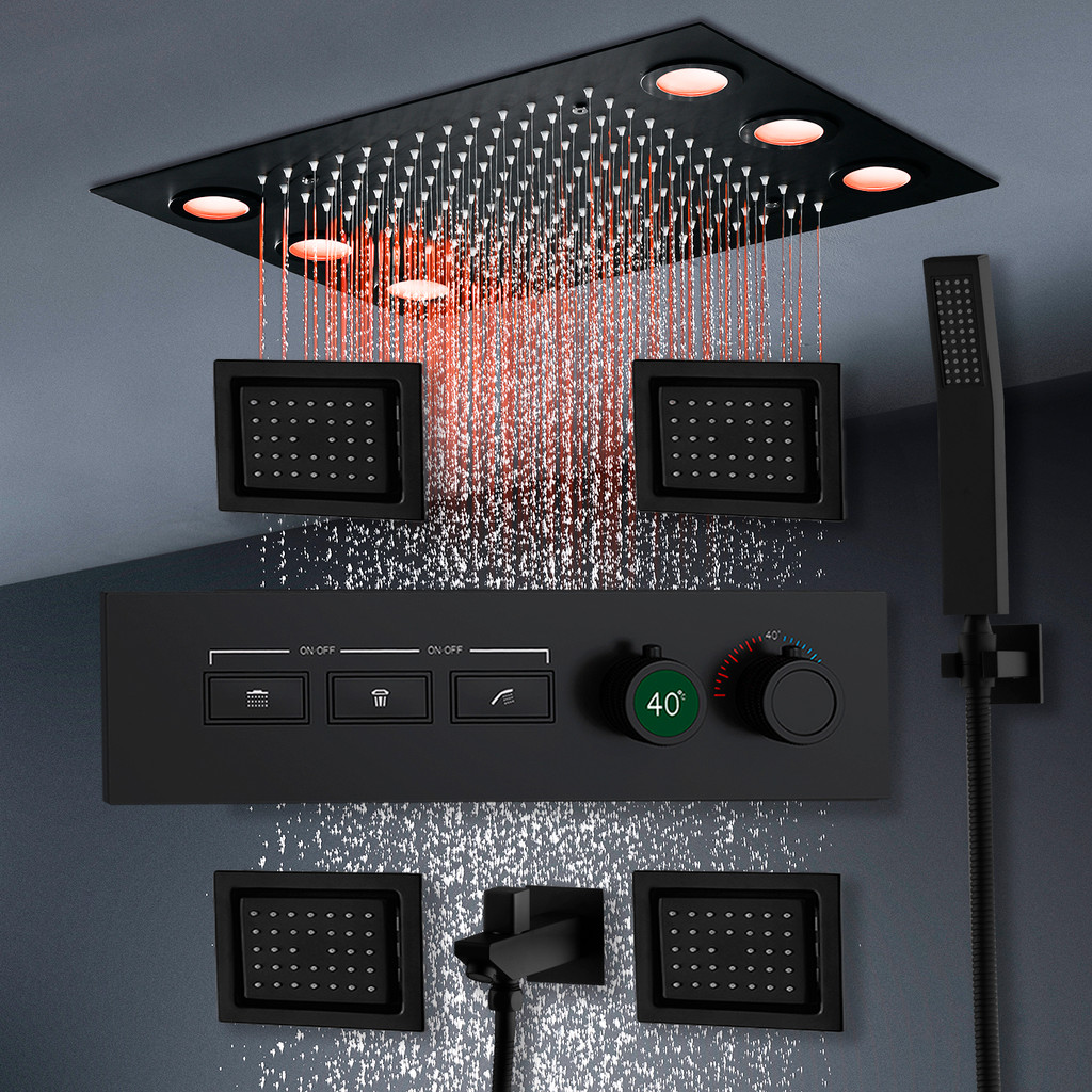 Jual Smart Remote LED Shower Head Set 20x14inch Panel Faucet System ...