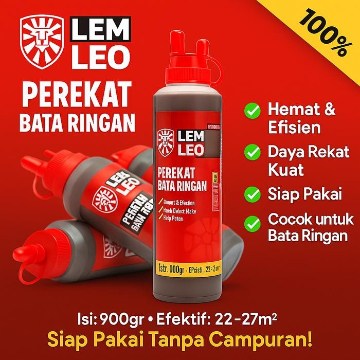 Jual LEM LEO Perekat Mortar Bata Ringan Hebel Kuat Melekat Hemat ...
