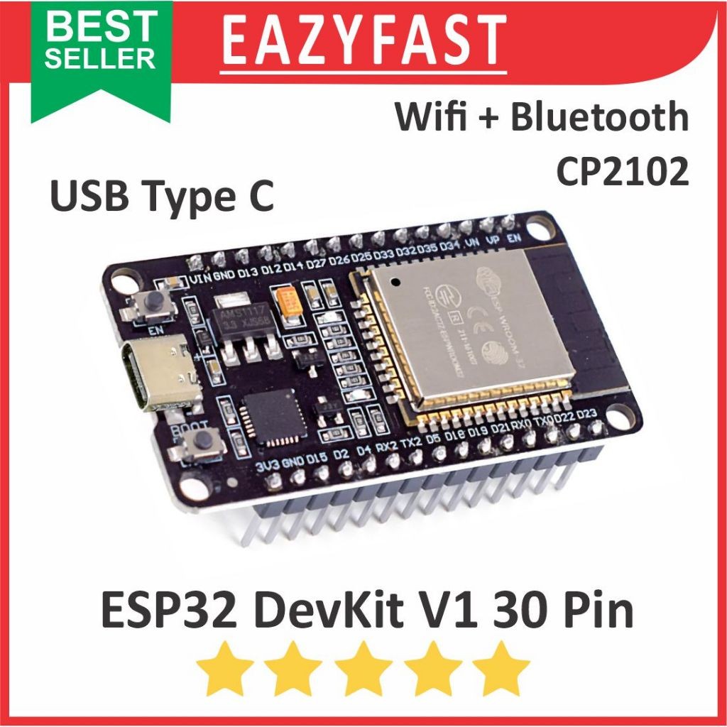 Jual ESP32 30P CP2102 DevKit V1 USB Type C ESP 32 30 P Pin Kaki Wifi Bluetooth BT IOT Internet ...