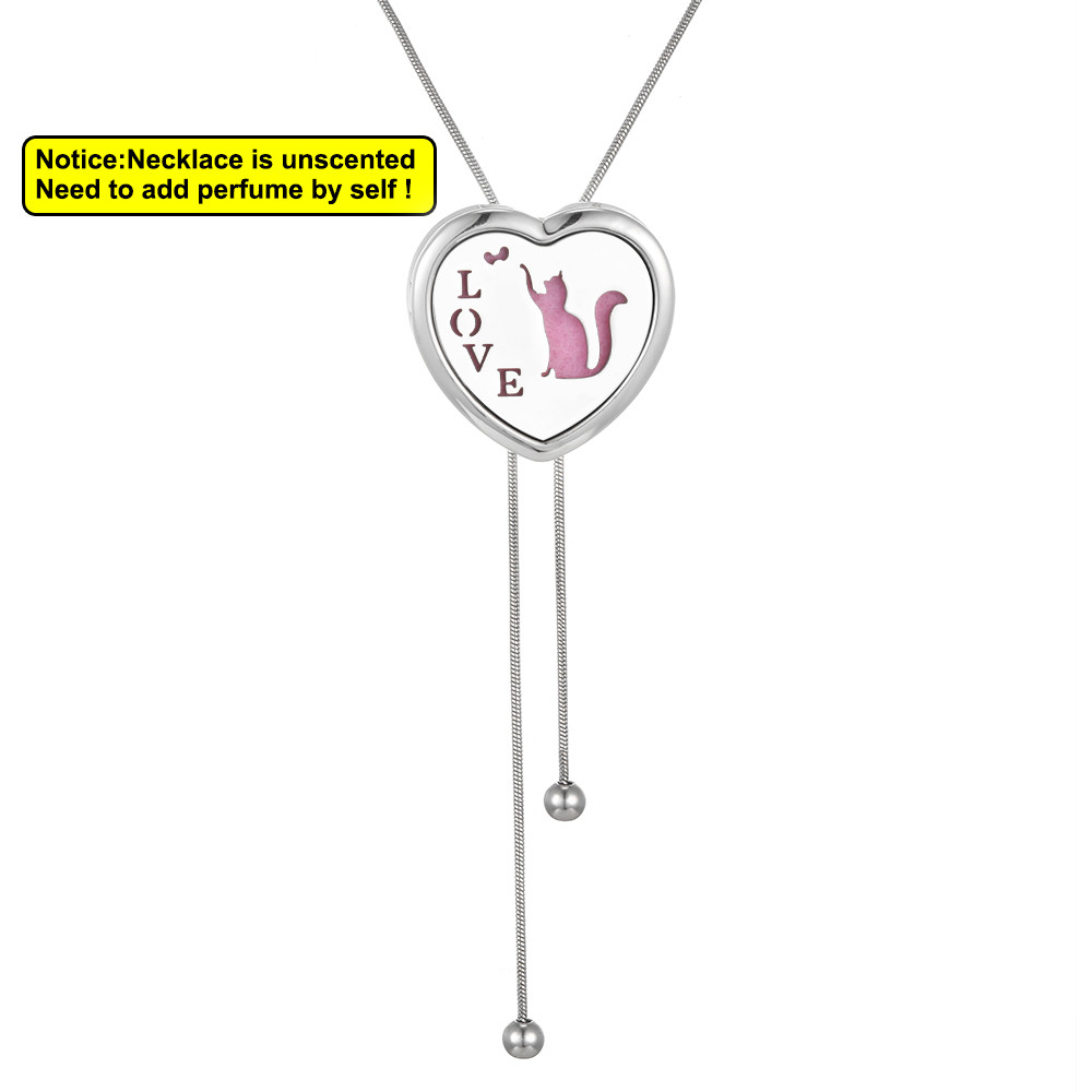 Jual New Love Heart Locket Aromatherapy Necklace Perfume Essential Oil ...