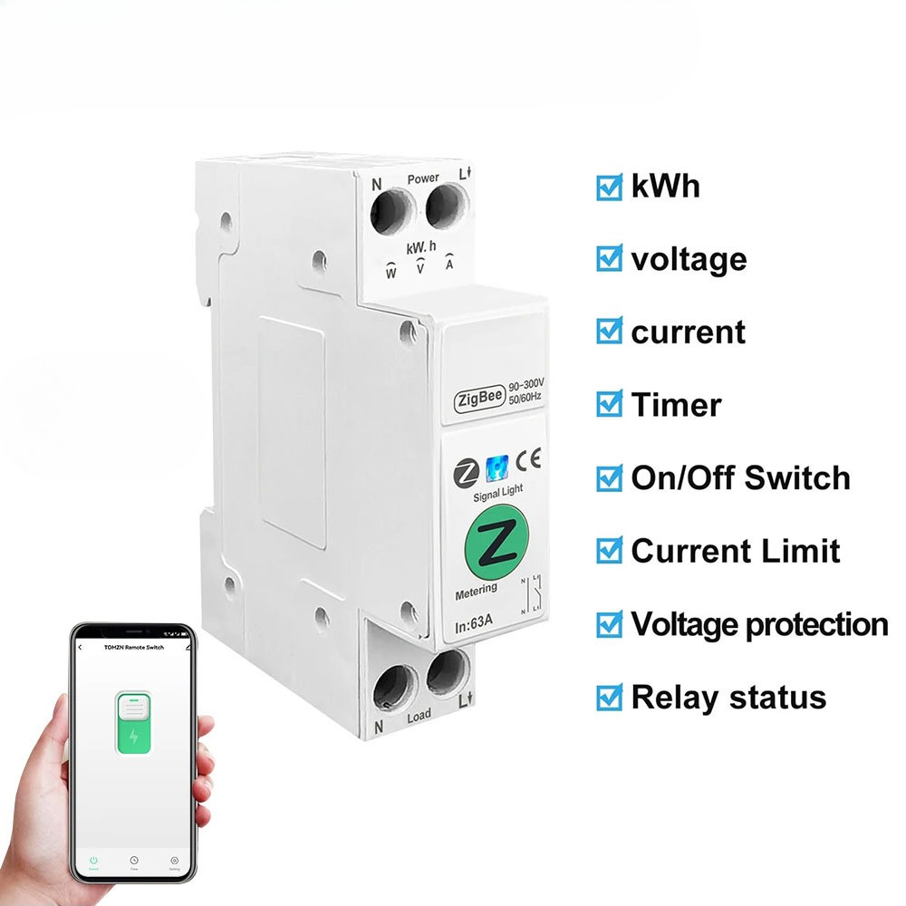 Jual TUYA ZigBee MCB Smart Circuit Breaker Current Voltage Protection ...