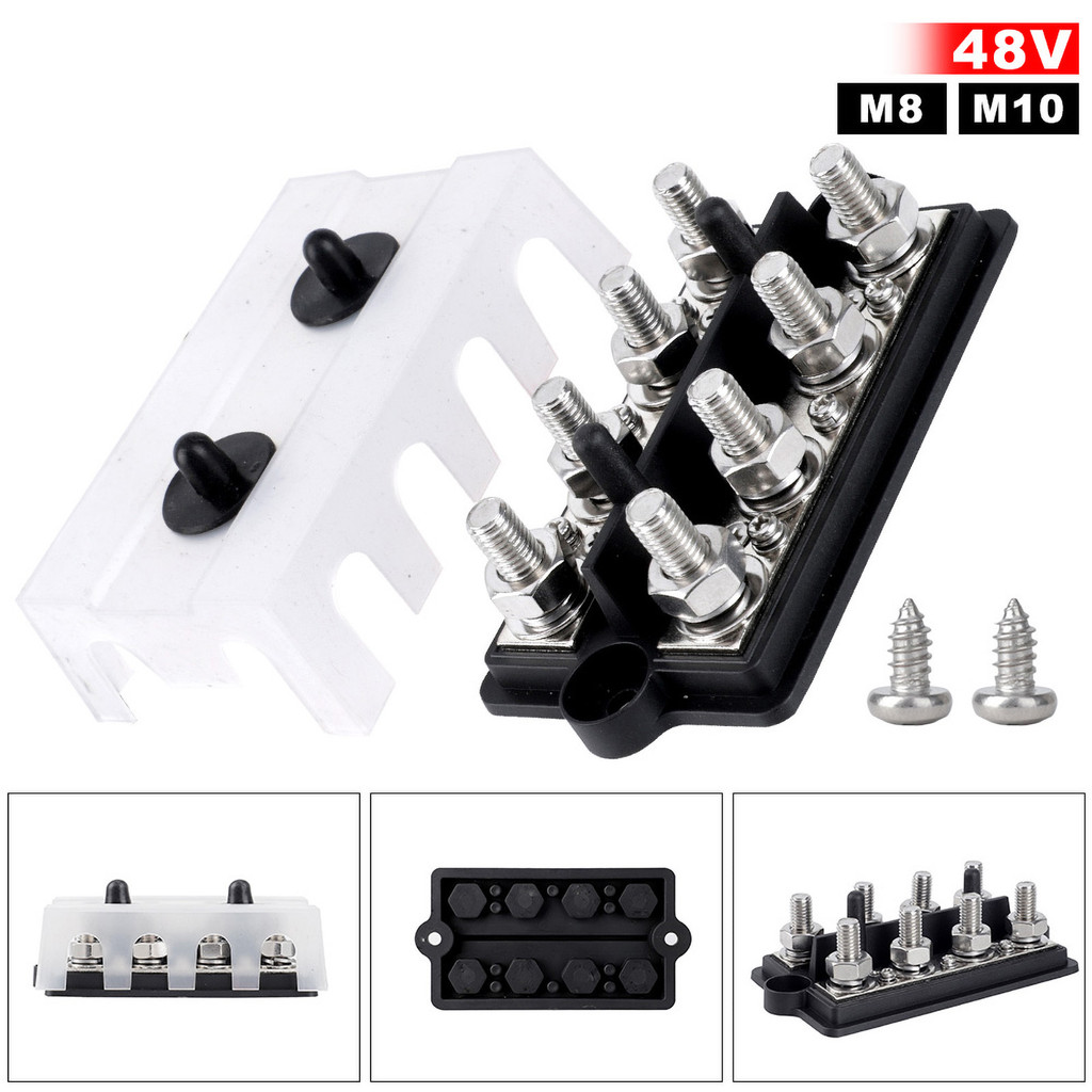 Jual M8 M10 Heavy Duty Busbar Battery Terminal Studs Box 12V-48V 250A Bus Bar Positive Negative ...