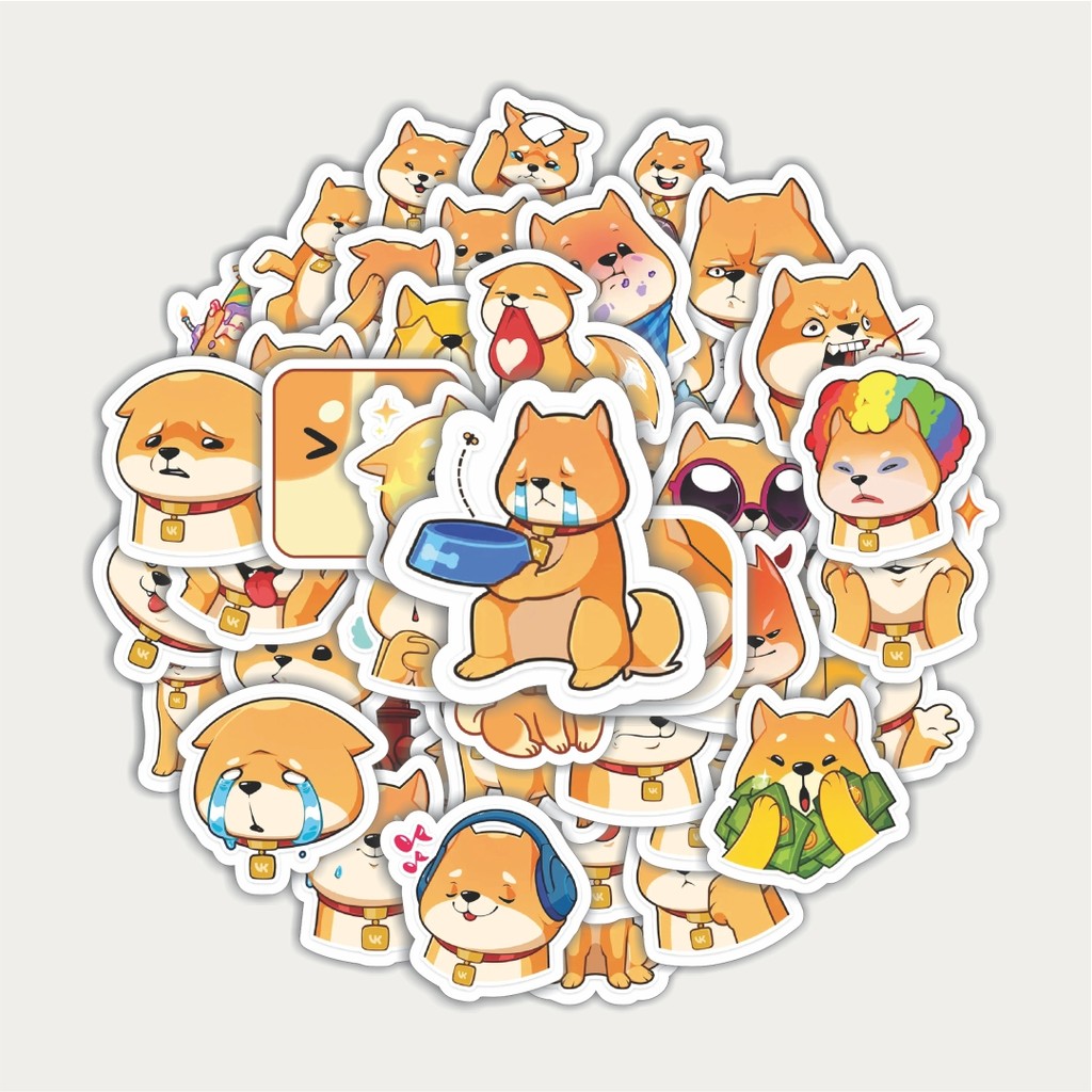 Jual Sticker Pack Stiker Funny character Akio the Shiba Inu sticker ...