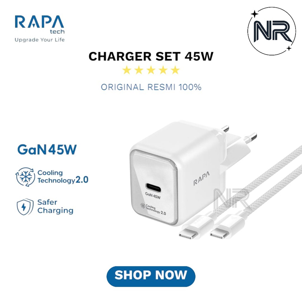 Jual [NR] Charger RAPA POWER ZEN GaN 45W Fast Charging + Kabel Type-C ...