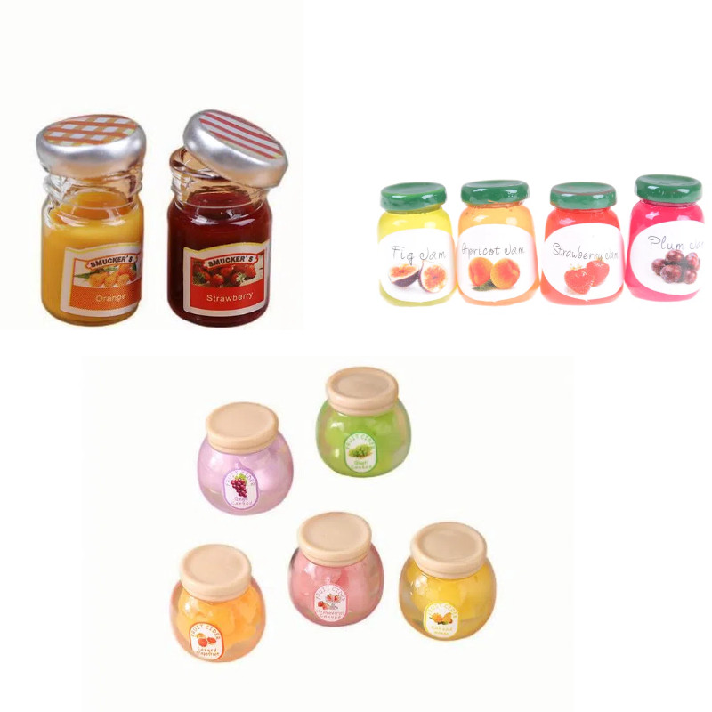 Jual 2/4Pcs 1:12 Miniature Fruit Candy Canned Jam Model Mini Strawberry ...