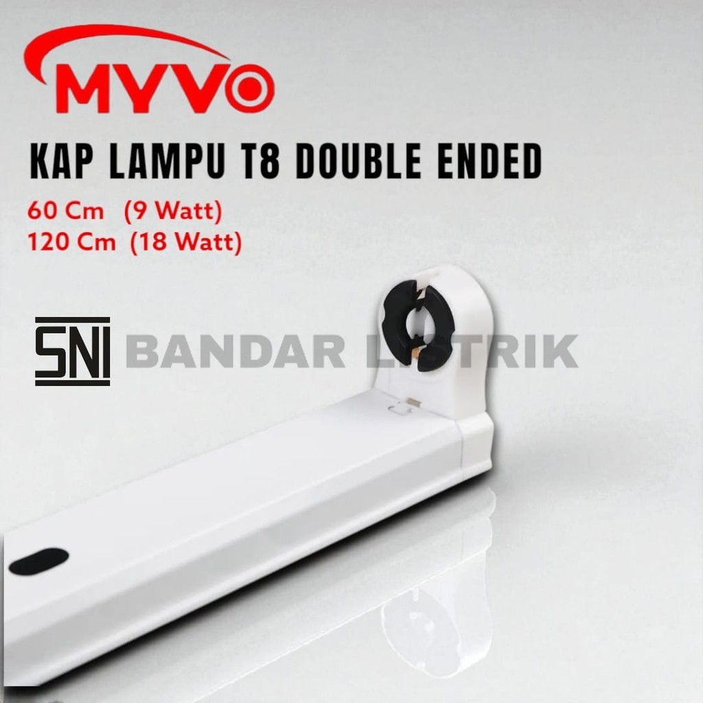 Jual MYVO Kap Housing Fitting Lampu Neon TL T8 LED 9W 18W Dua Sisi ...