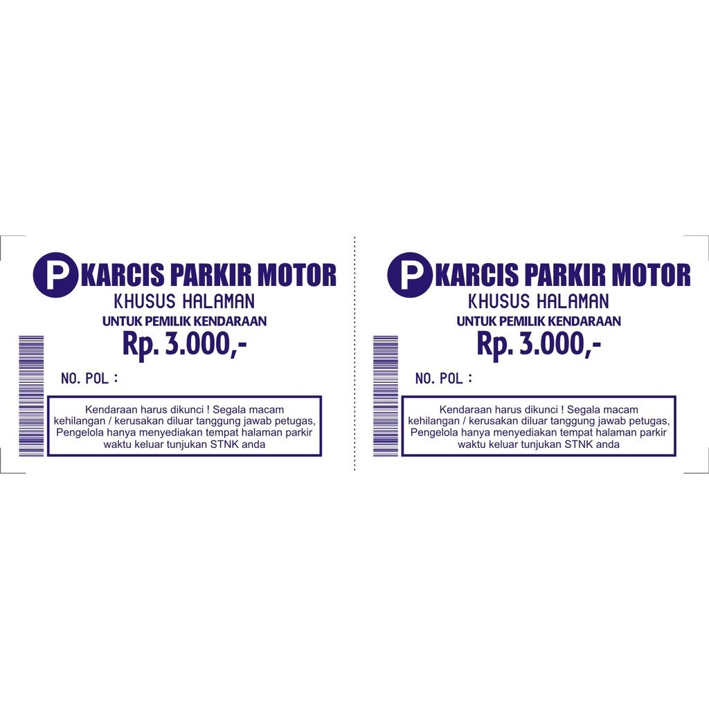 Jual KARCIS PARKIR MOTOR MOBIL UNIVERSAL | Shopee Indonesia