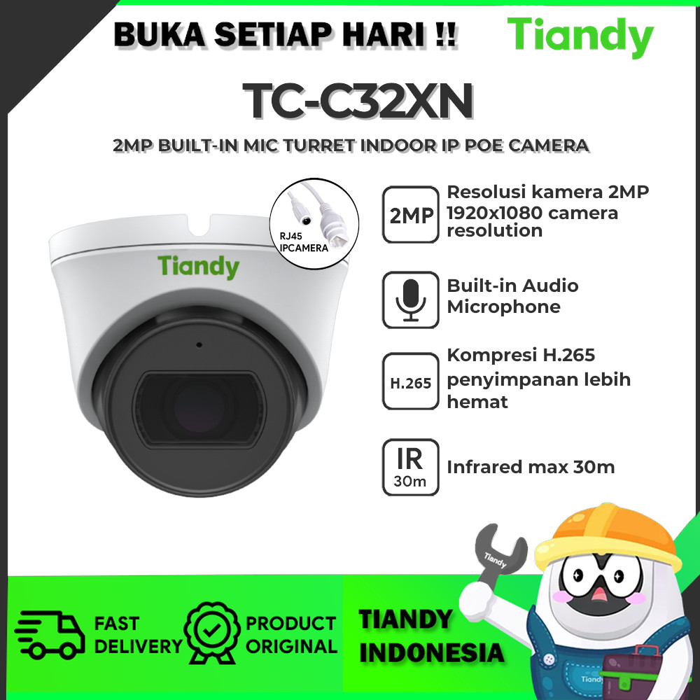 Jual TIANDY TC-C32XN 2MP BUILT-IN MIC TURRET INDOOR IP POE CAMERA ...