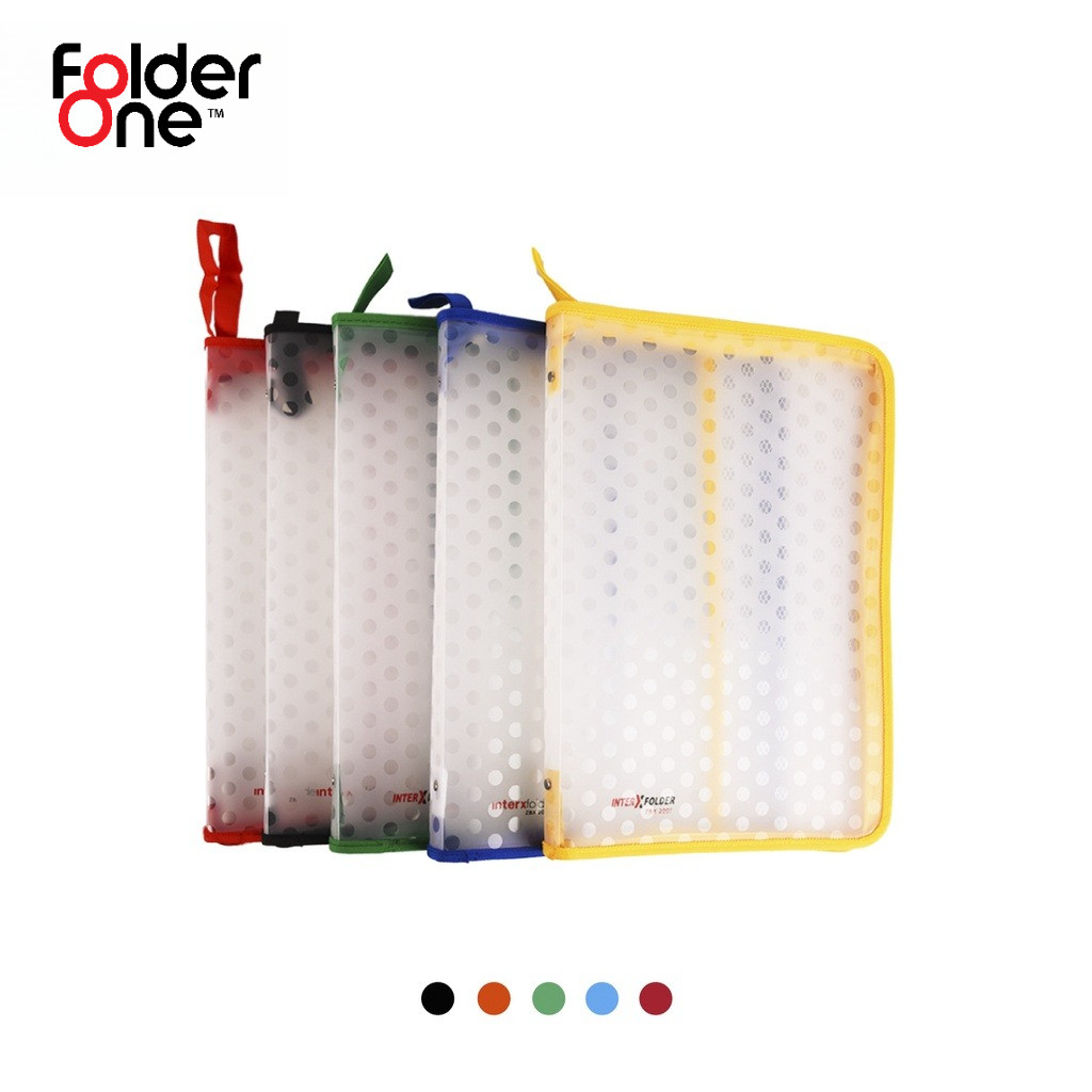 Jual InterX Folder Zipper Bag Polkadot Map Resleting Jaring Tempat ...