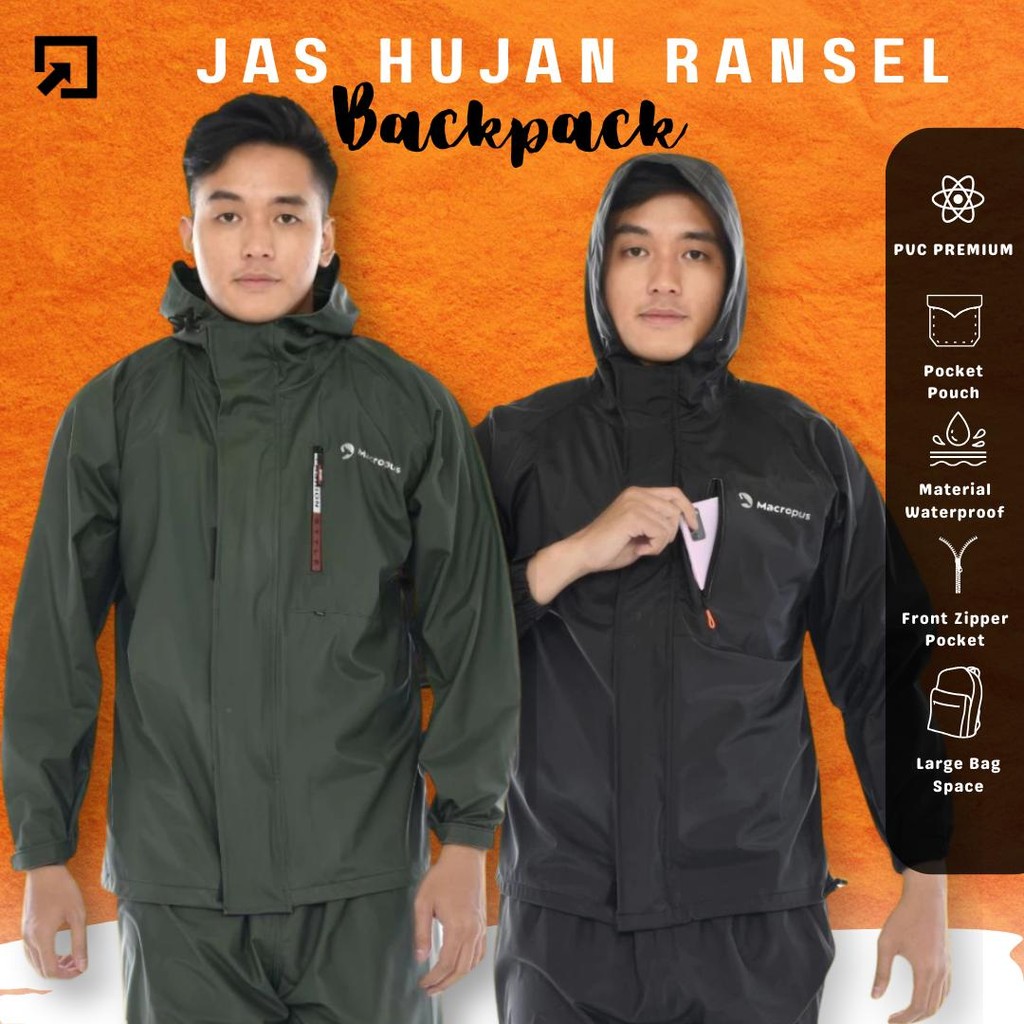 Jual Jas hujan Backpack Dewasa Pria Wanita Mantel guyur original ...