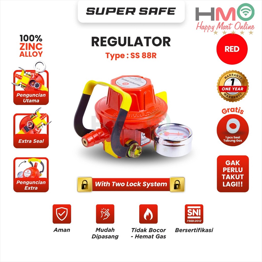Jual Super Safe Regulator Meter Double Lock SS-88R Tekanan Rendah ...