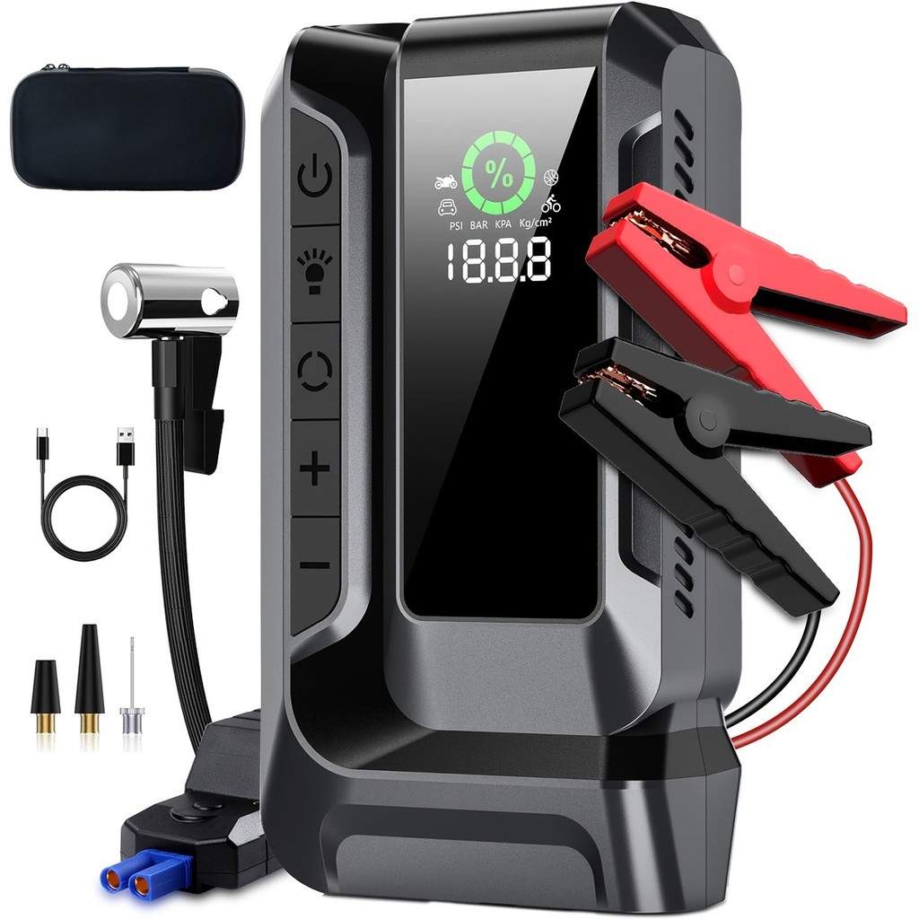 Jual 9000A Portable Car Jumper Starter With Digital Tire Inflator, Air ...